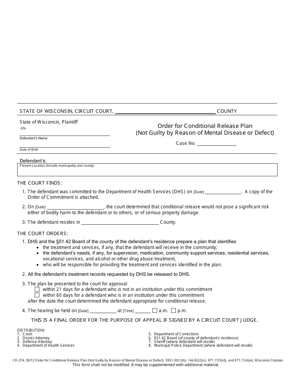 Form CR-274 - Fill Out, Sign Online and Download Printable PDF ...