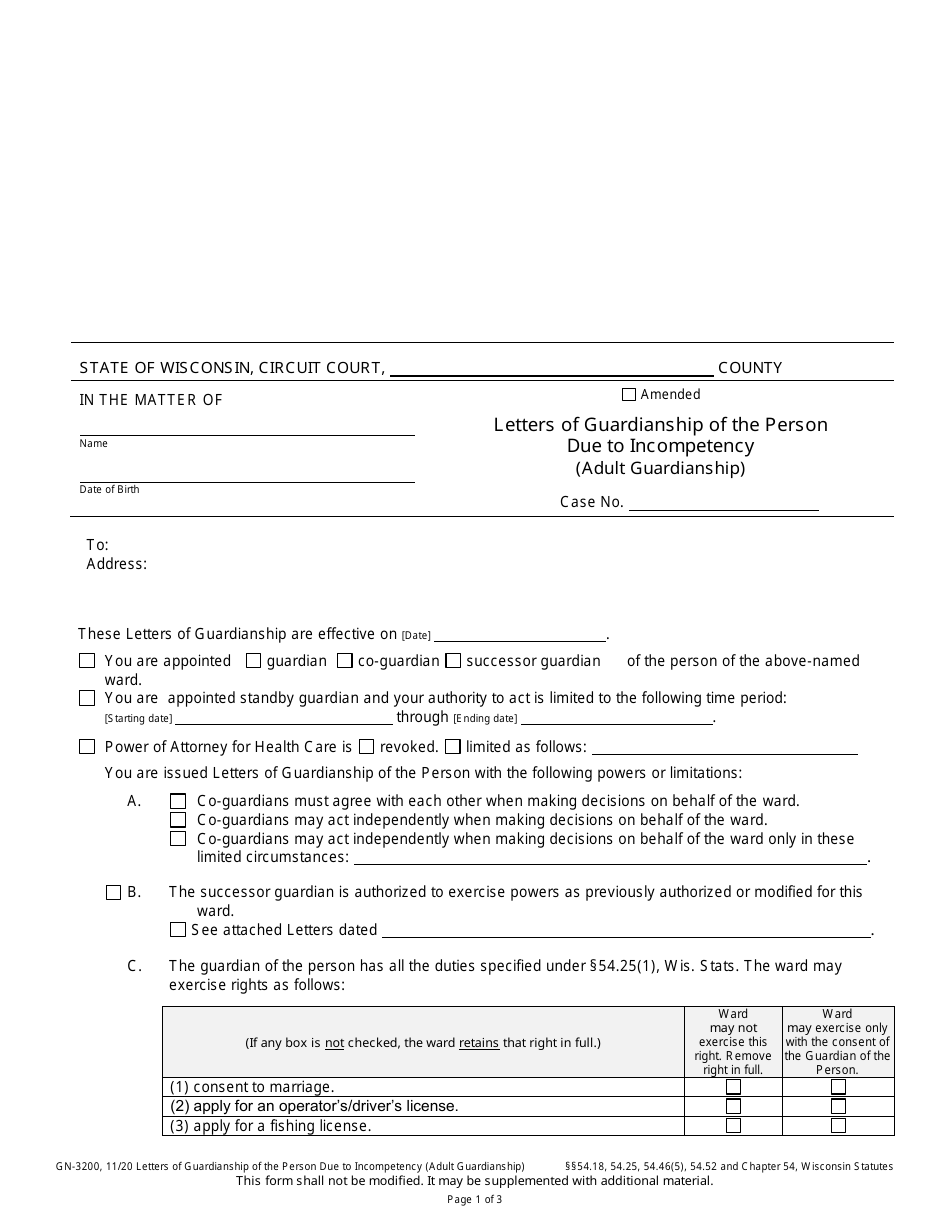 Form GN-3200 - Fill Out, Sign Online and Download Printable PDF ...
