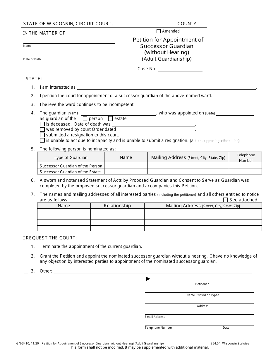 Form GN-3410 - Fill Out, Sign Online and Download Printable PDF ...