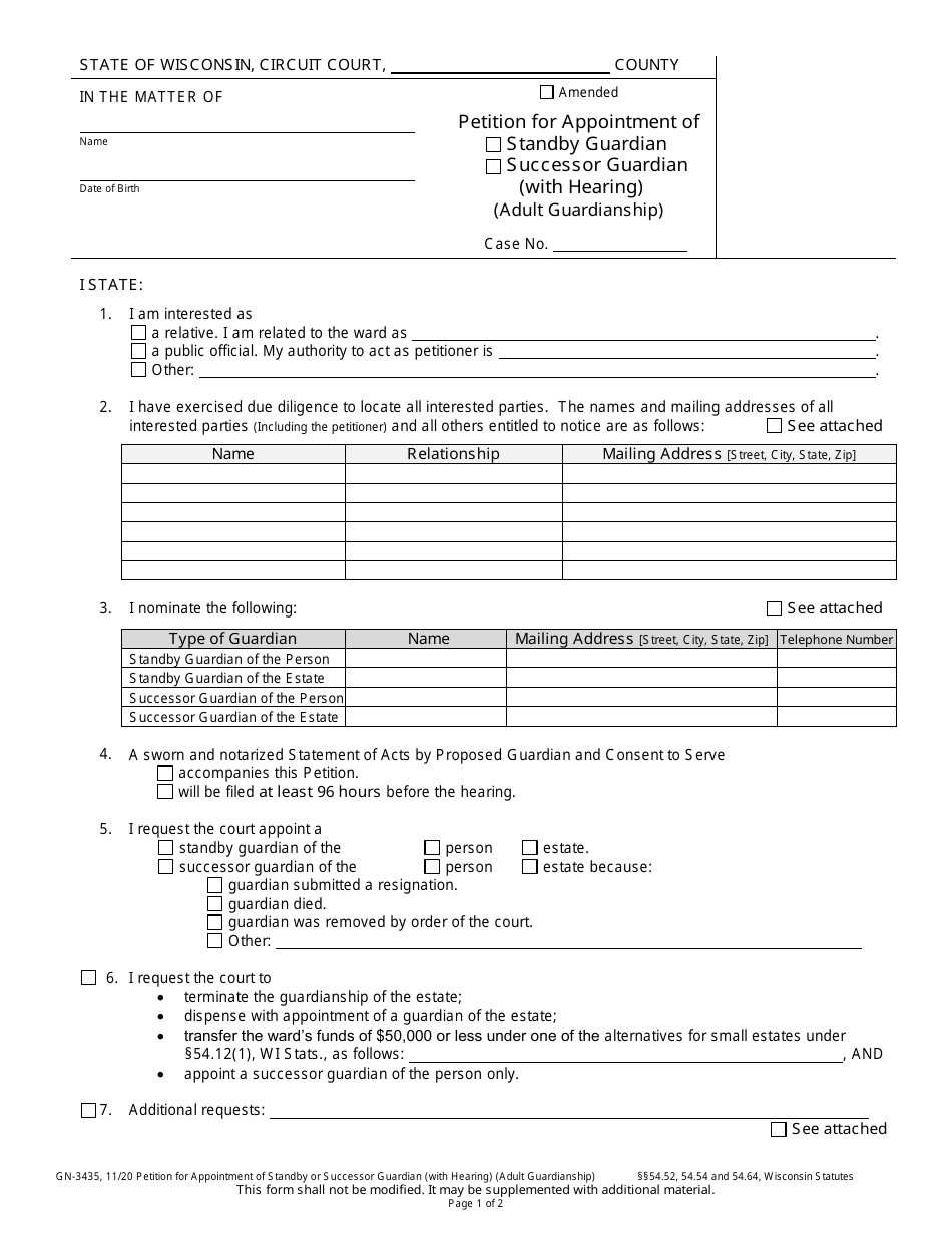 Form GN-3435 - Fill Out, Sign Online and Download Printable PDF ...