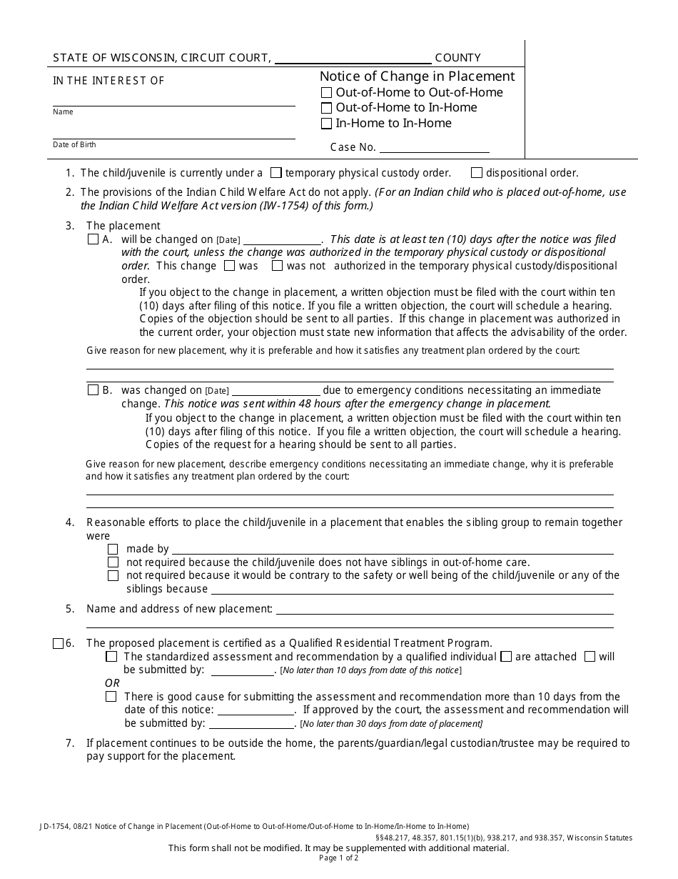 Form JD-1754 - Fill Out, Sign Online and Download Printable PDF ...