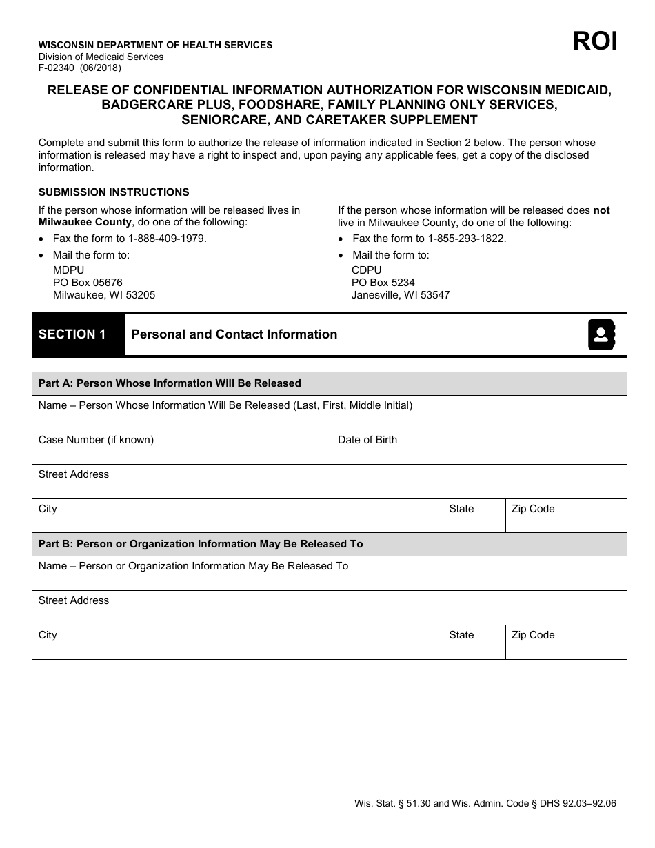 Form F-02340 - Fill Out, Sign Online and Download Fillable PDF ...