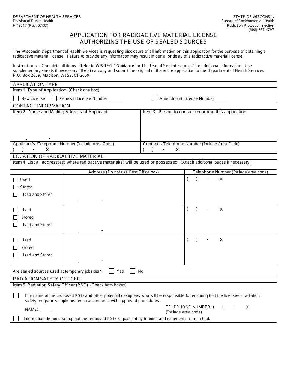Form F-45017 - Fill Out, Sign Online and Download Printable PDF ...