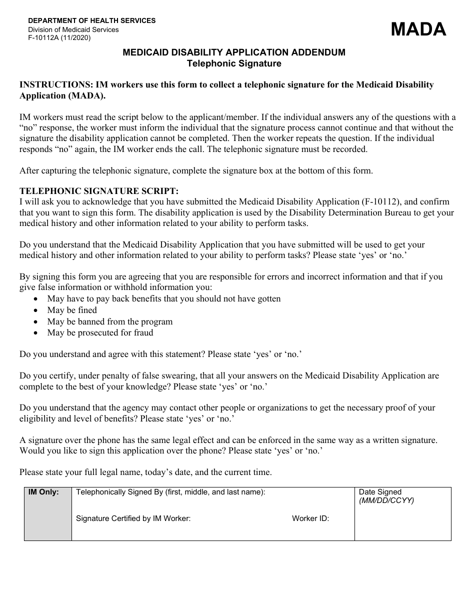 Form F-10112A - Fill Out, Sign Online and Download Fillable PDF ...