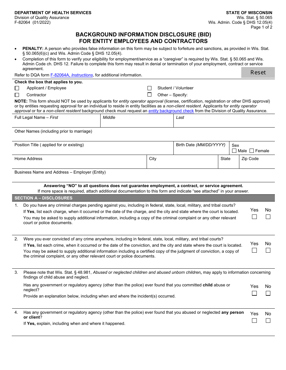 Form F-82064 - Fill Out, Sign Online and Download Fillable PDF ...