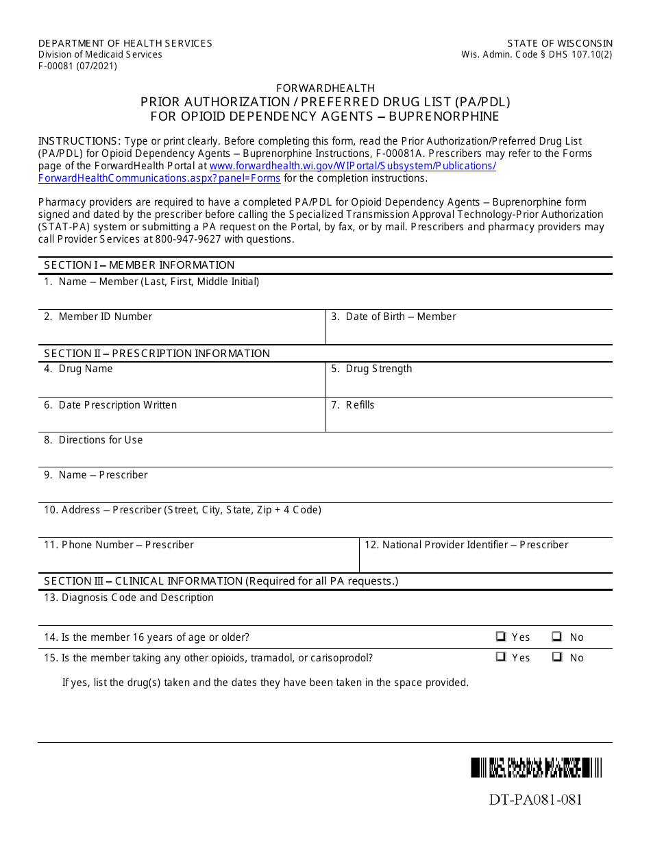 Form F-00081 - Fill Out, Sign Online and Download Fillable PDF ...