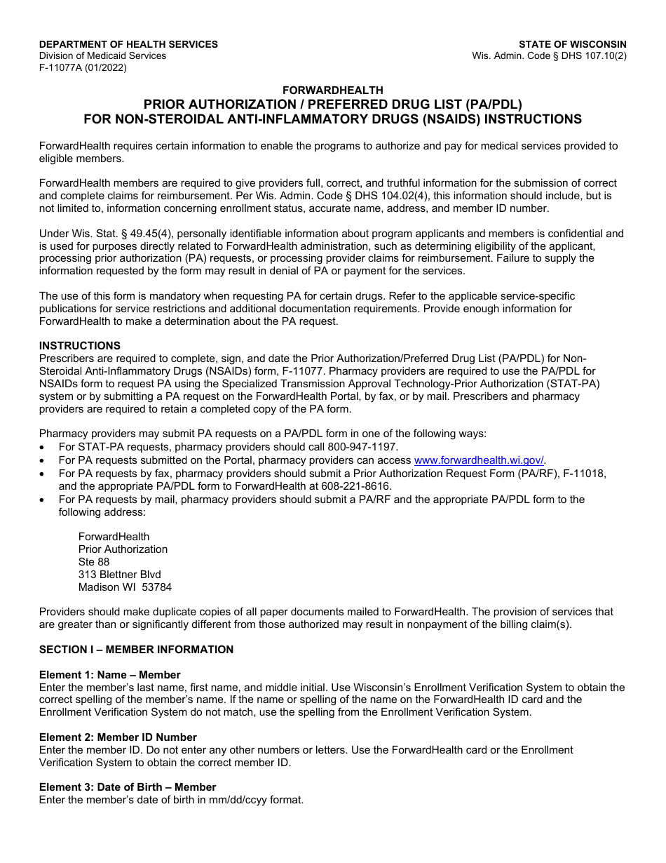 Download Instructions for Form F-11077 Prior Authorization/Preferred ...