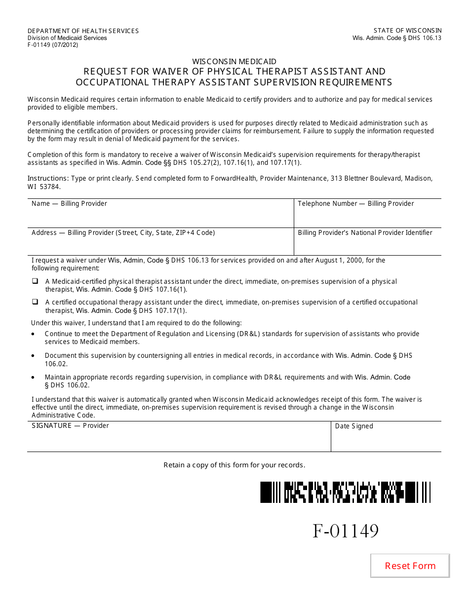 Form F-01149 - Fill Out, Sign Online and Download Fillable PDF ...