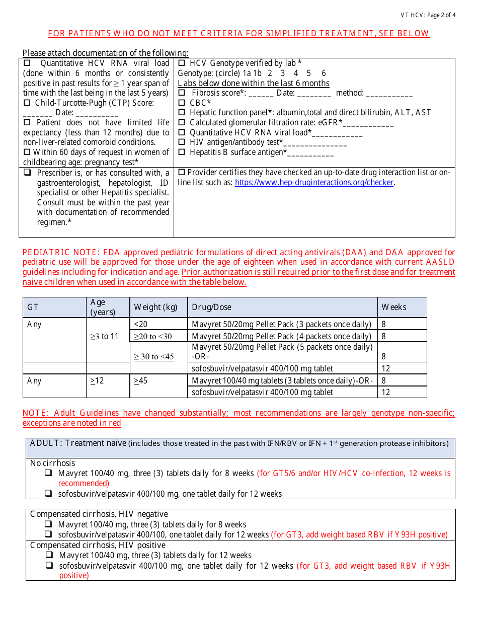 Vermont Hepatitis C Treatment Prior Authorization Request Form - Fill ...