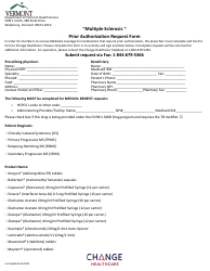 Vermont Oral Oncology Prior Authorization Request Form Download Printable PDF | Templateroller