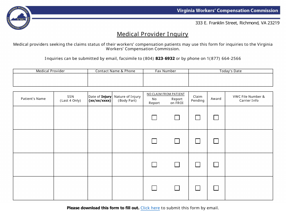Virginia Medical Provider Inquiry - Fill Out, Sign Online and Download ...