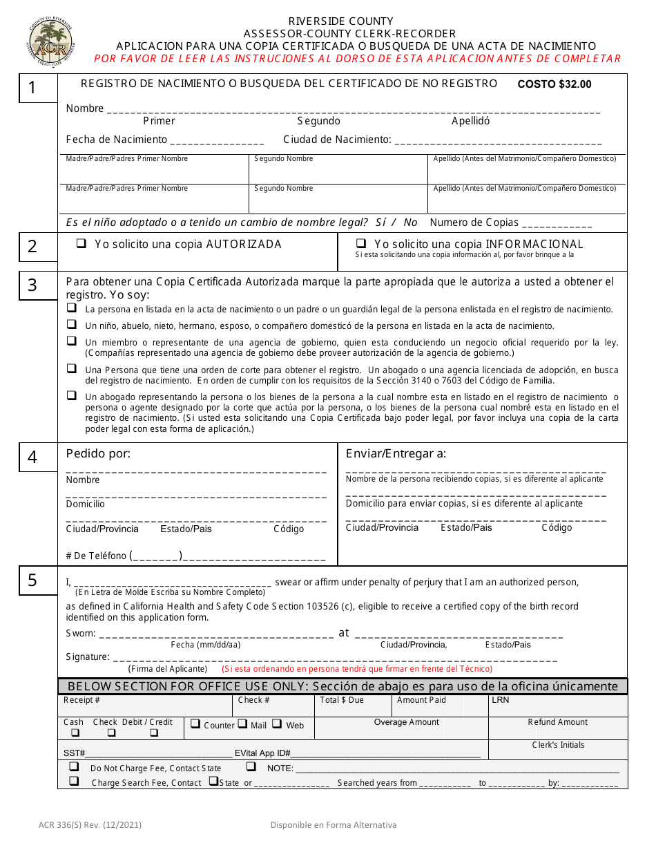 Formulario ACR336(S) - Fill Out, Sign Online and Download Fillable PDF ...