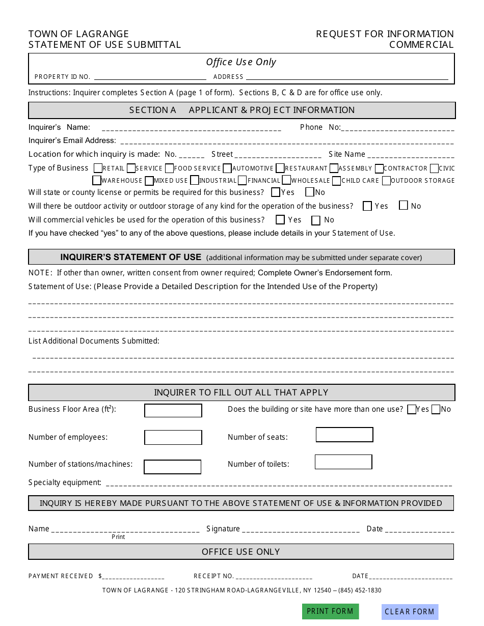 Town of LaGrange, New York Commercial Statement of Use - Fill Out, Sign ...