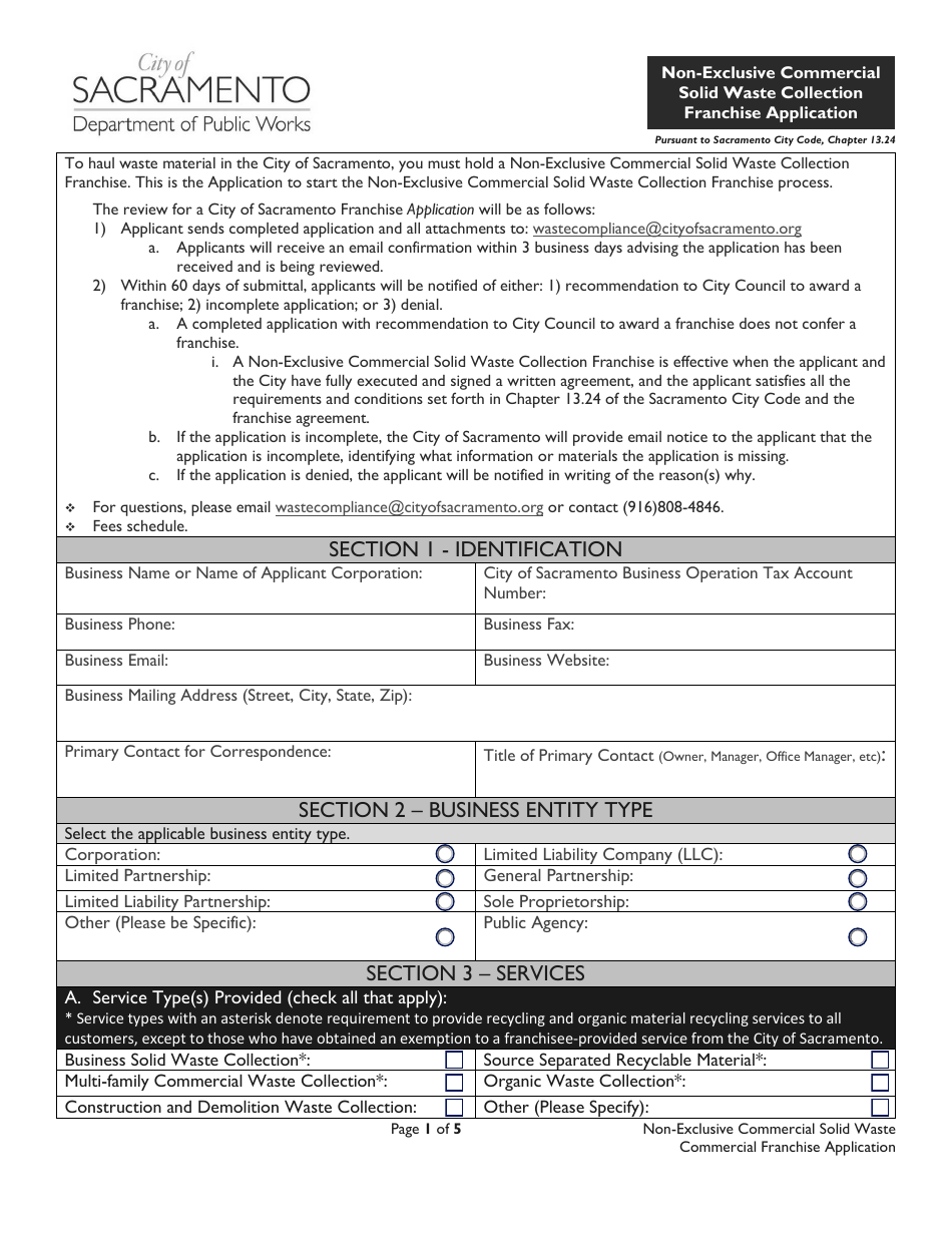 City of Sacramento, California Non-exclusive Commercial Solid Waste ...