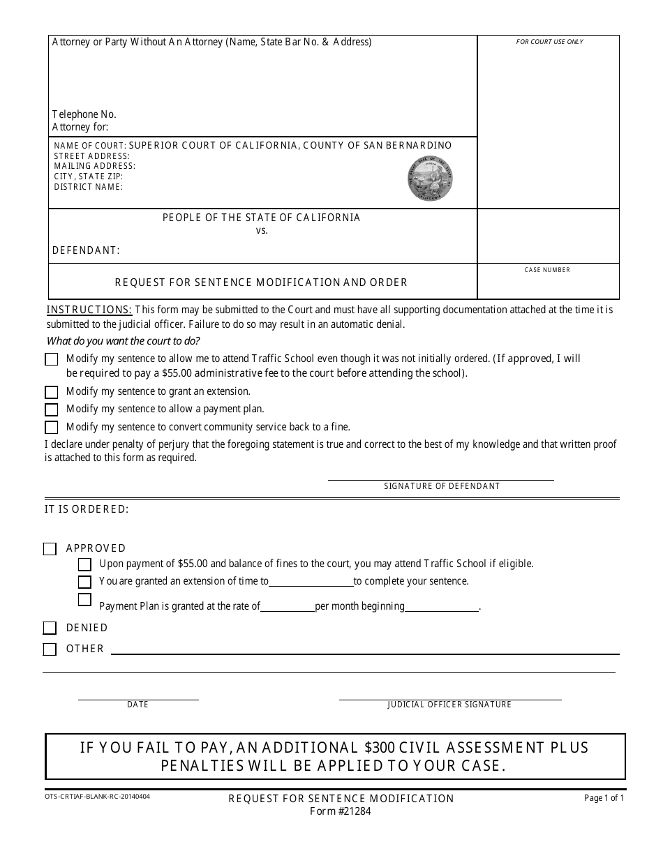 Form 21284 - Fill Out, Sign Online and Download Printable PDF, County ...