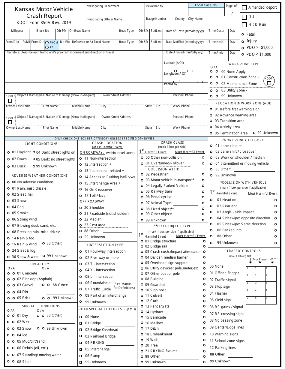 DOT Form 850 - Fill Out, Sign Online and Download Fillable PDF, Kansas | Templateroller
