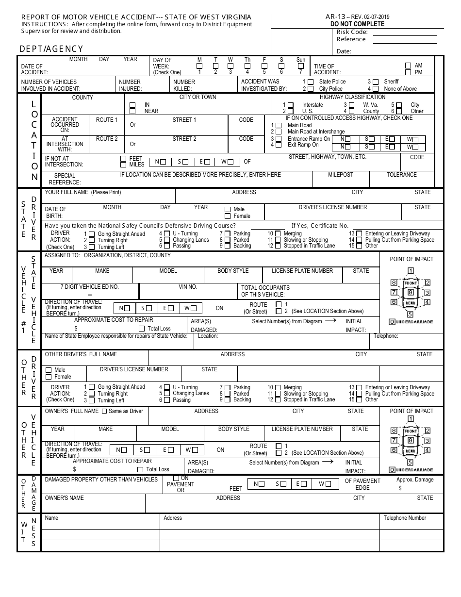 Form AR-13 - Fill Out, Sign Online and Download Printable PDF, West ...