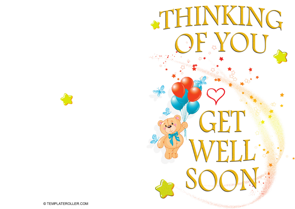 Get Well Soon Card Template - Bear Download Printable PDF | Templateroller