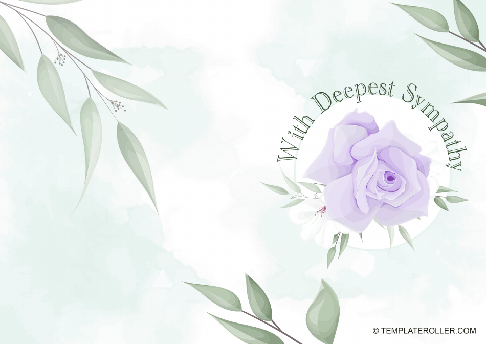 Sympathy Card Template - Rose Download Printable PDF | Templateroller