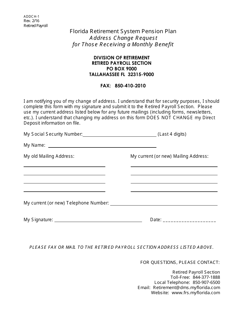 Form ADDCH-1 - Fill Out, Sign Online and Download Fillable PDF, Florida ...