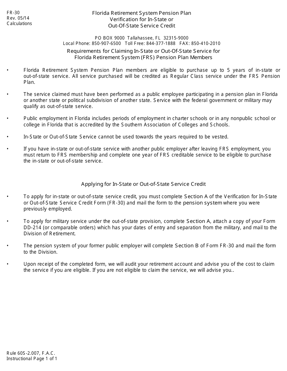 Form FR-30 - Fill Out, Sign Online and Download Fillable PDF, Florida ...