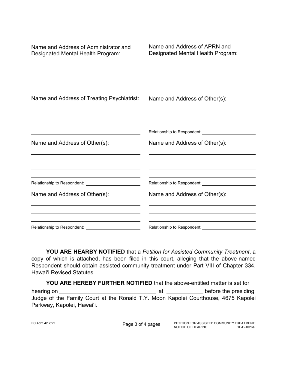 Form 1F-P-1026A - Fill Out, Sign Online and Download Fillable PDF, Hawaii | Templateroller