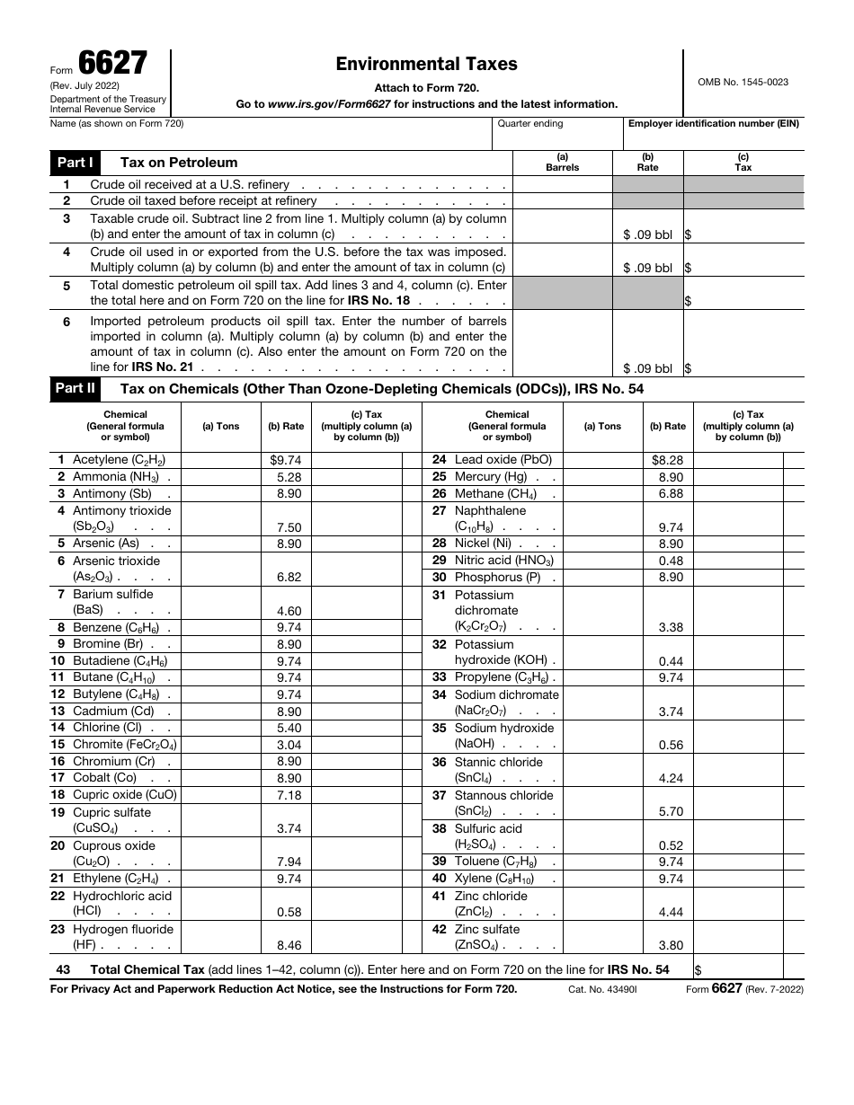 IRS Form 6627 - Fill Out, Sign Online and Download Fillable PDF ...