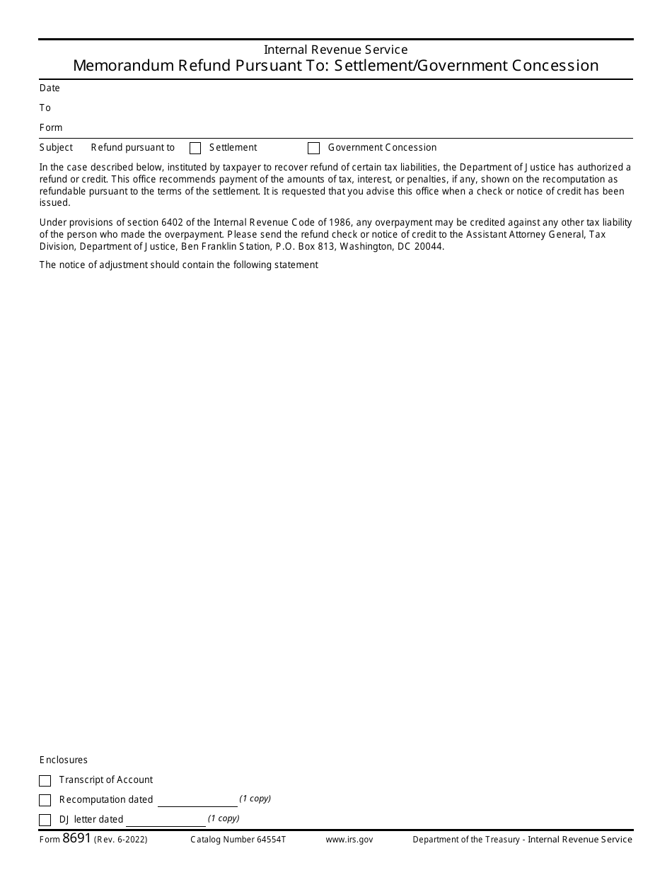IRS Form 8691 - Fill Out, Sign Online and Download Fillable PDF ...