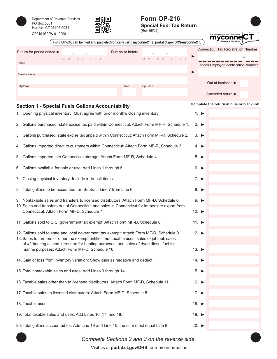 Form OP-216 Download Printable PDF or Fill Online Special Fuel Tax ...