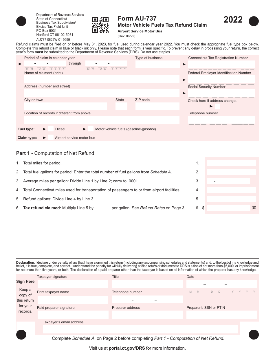 Form AU-737 Download Printable PDF or Fill Online Motor Vehicle Fuels ...