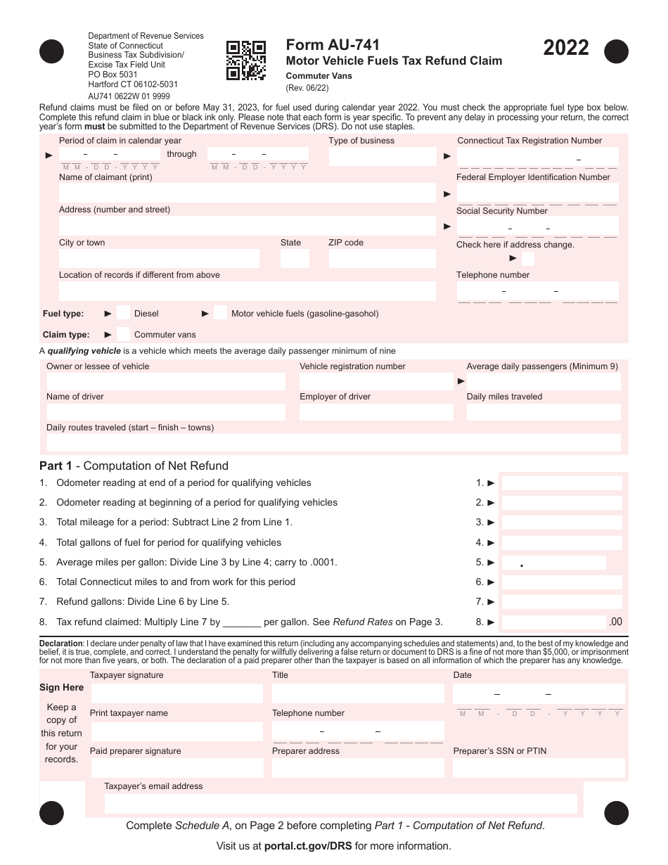 Form AU-741 Download Printable PDF or Fill Online Motor Vehicle Fuels ...