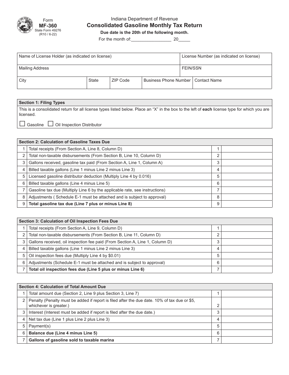 Form MF-360 (State Form 49276) - Fill Out, Sign Online and Download ...