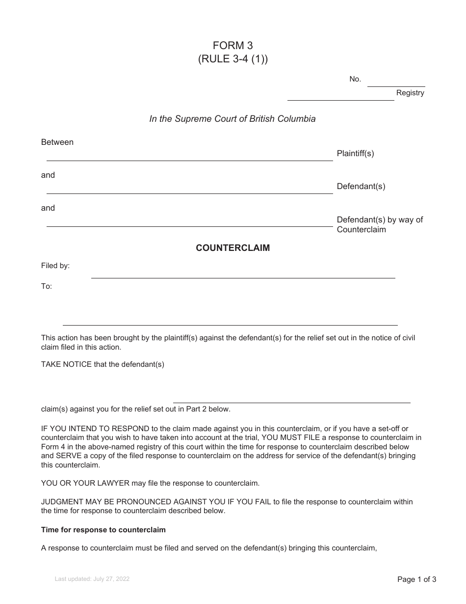Form 3 - Fill Out, Sign Online and Download Fillable PDF, British ...