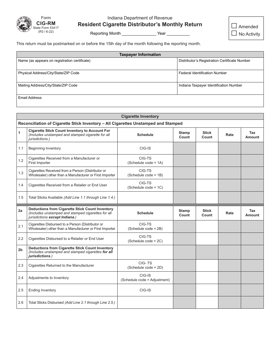 Form CIG-RM (State Form 53417) - Fill Out, Sign Online and Download ...