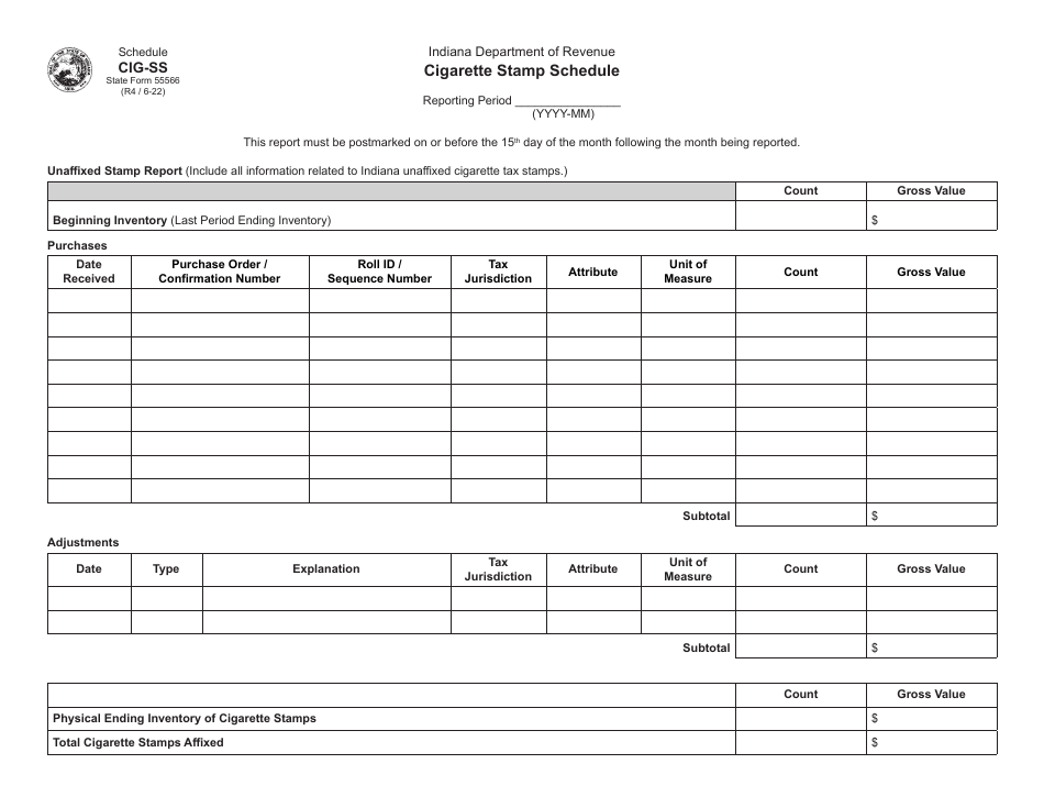 State Form 55566 Schedule CIG-SS - Fill Out, Sign Online and Download ...