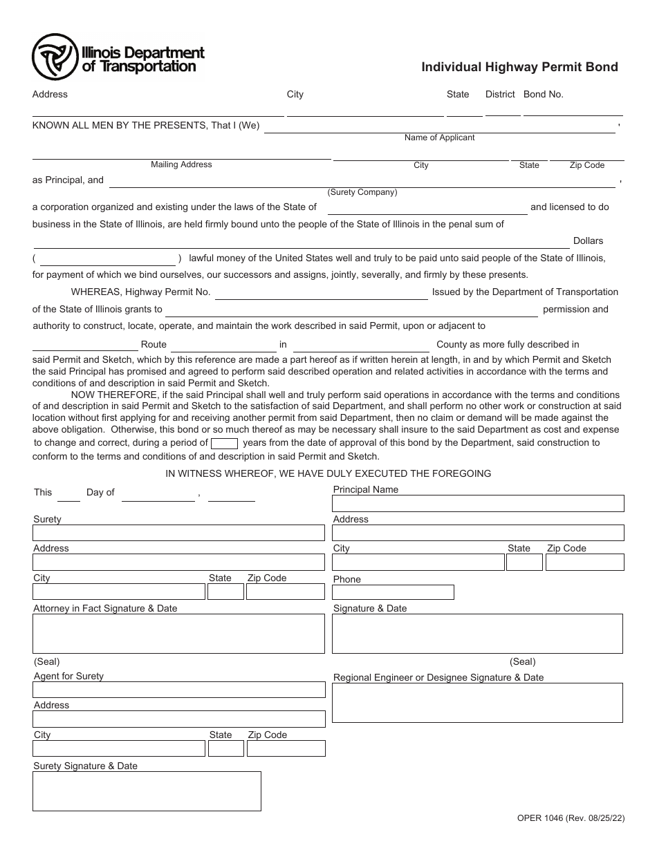 Form OPER1046 Download Fillable PDF or Fill Online Individual Highway ...
