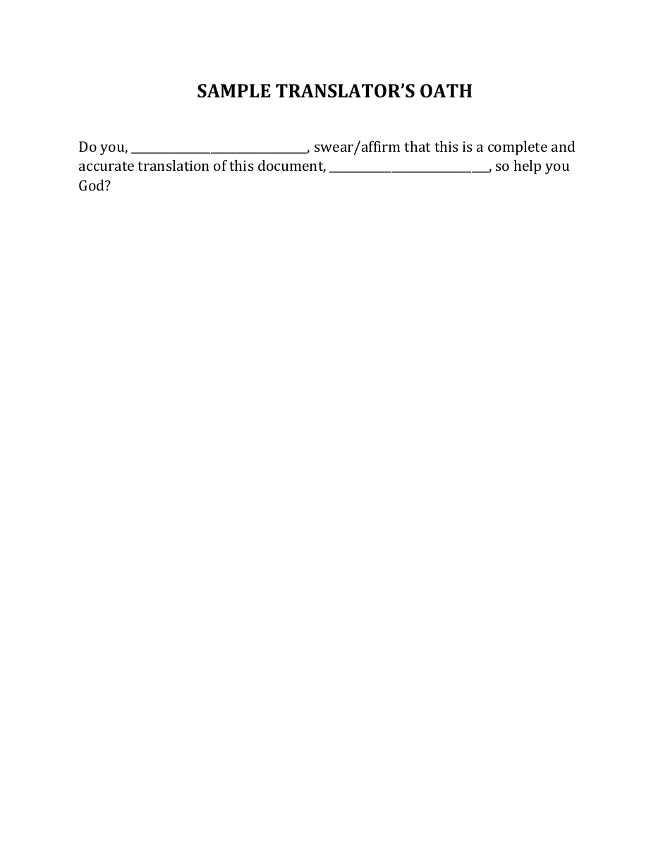Oregon Sample Translator's Oath - Fill Out, Sign Online and Download ...
