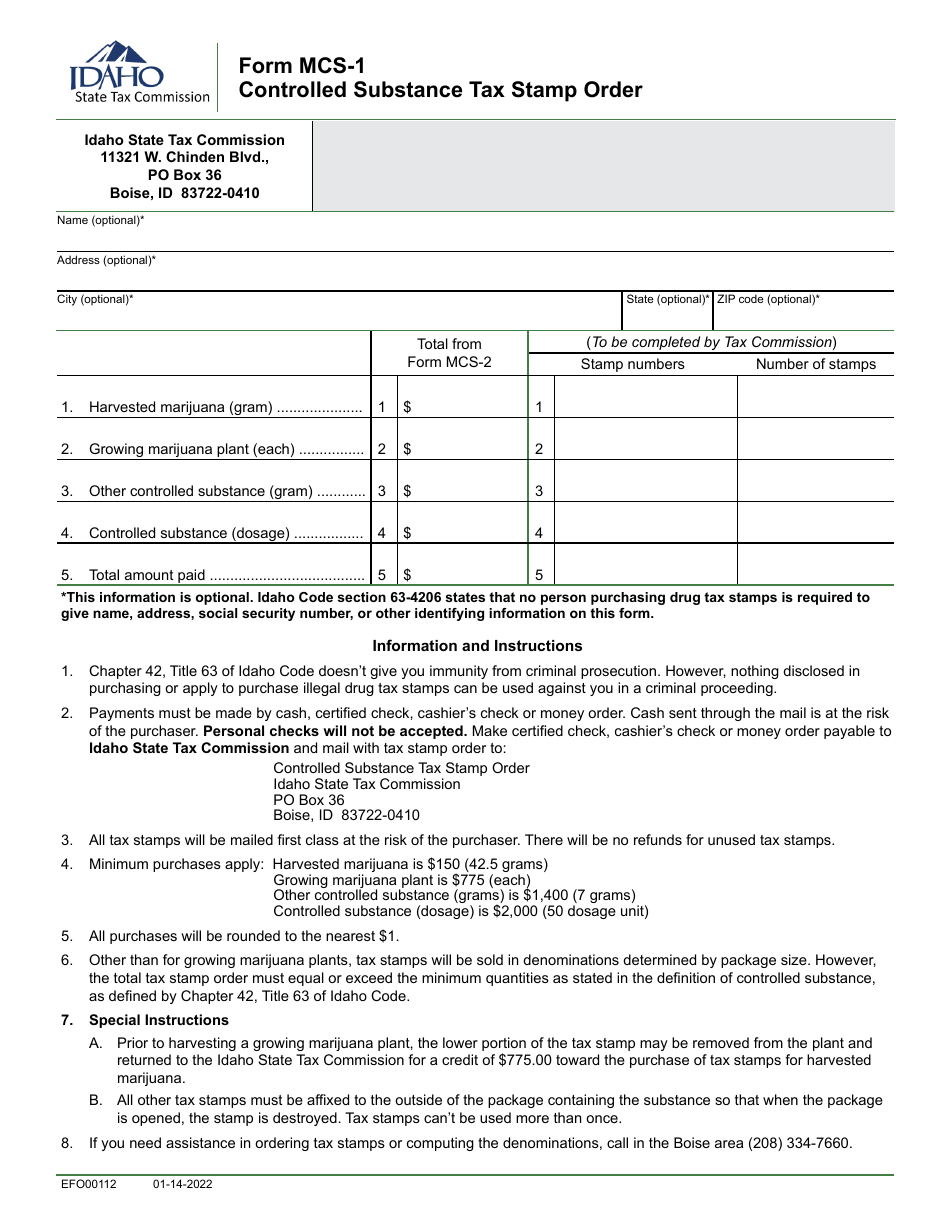 Form MCS-1 (EFO00112) - Fill Out, Sign Online and Download Fillable PDF ...