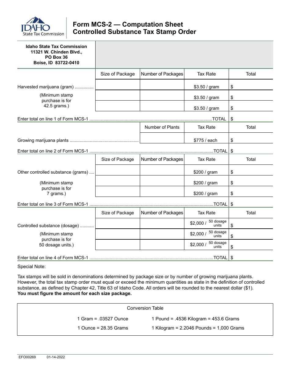 Form MCS-2 (EFO00269) - Fill Out, Sign Online and Download Fillable PDF ...
