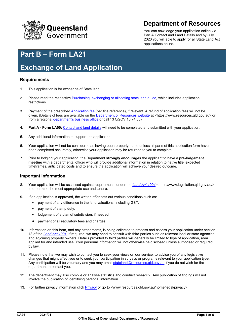 Form LA21 Part B - Fill Out, Sign Online and Download Fillable PDF ...