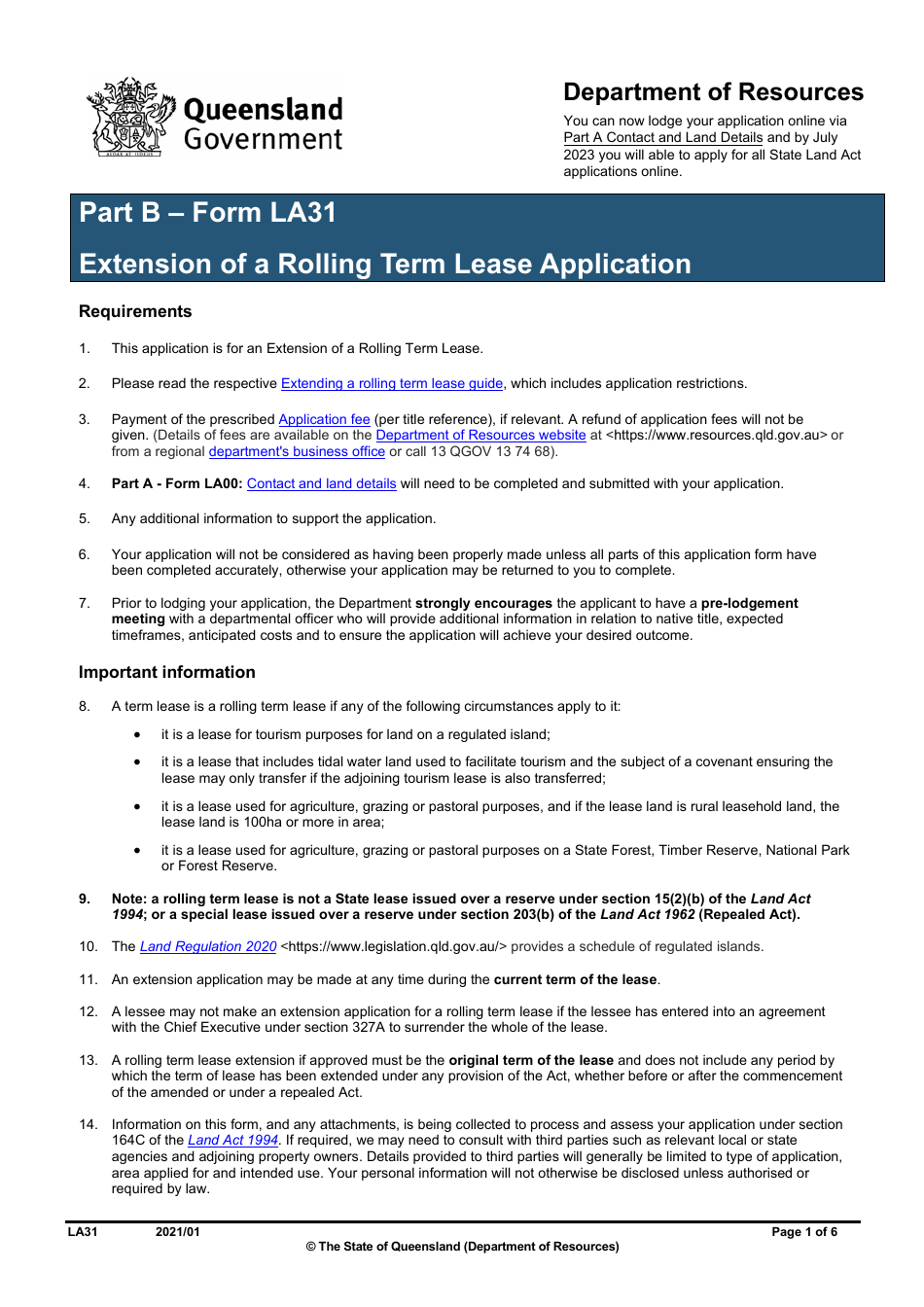 Form LA31 Part B - Fill Out, Sign Online and Download Fillable PDF, Queensland Australia ...