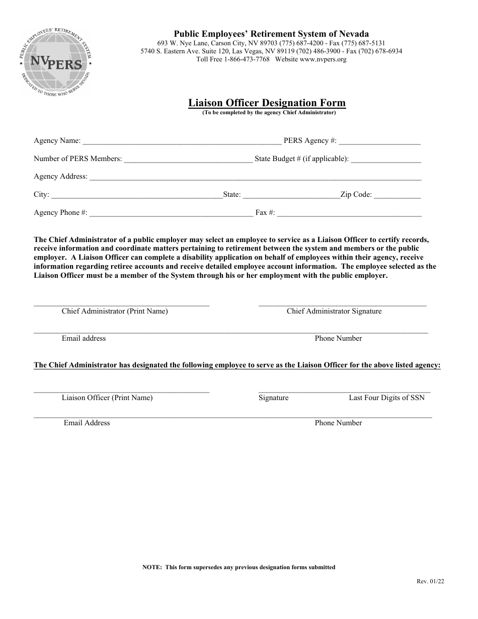 Nevada Liaison Officer Designation Form - Fill Out, Sign Online and ...