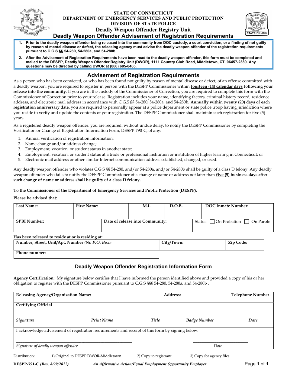 Form DESPP-791-C - Fill Out, Sign Online and Download Printable PDF ...