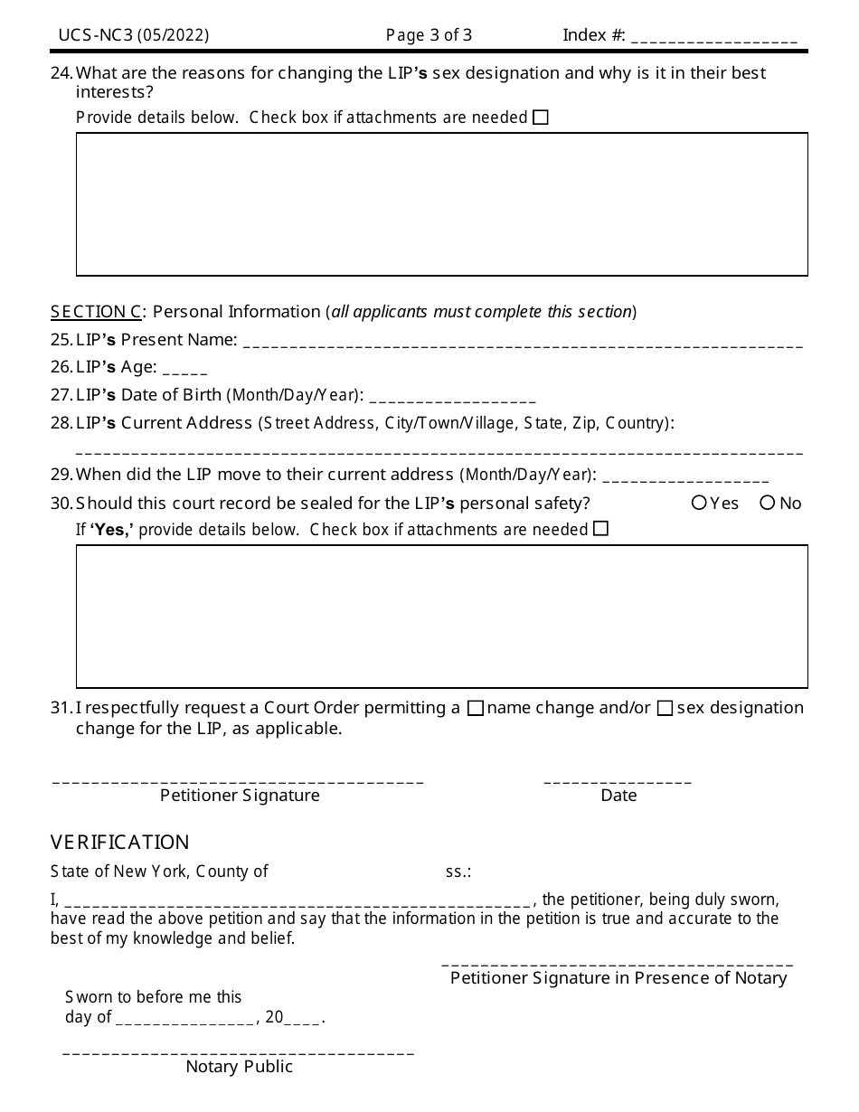 Form UCS-NC3 - Fill Out, Sign Online and Download Fillable PDF, New York | Templateroller