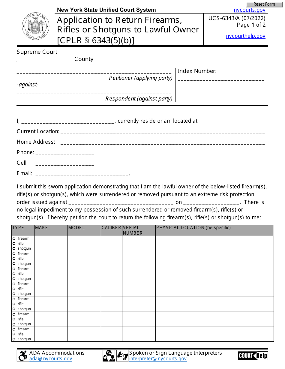 Form UCS-6343/A - Fill Out, Sign Online and Download Fillable PDF, New ...