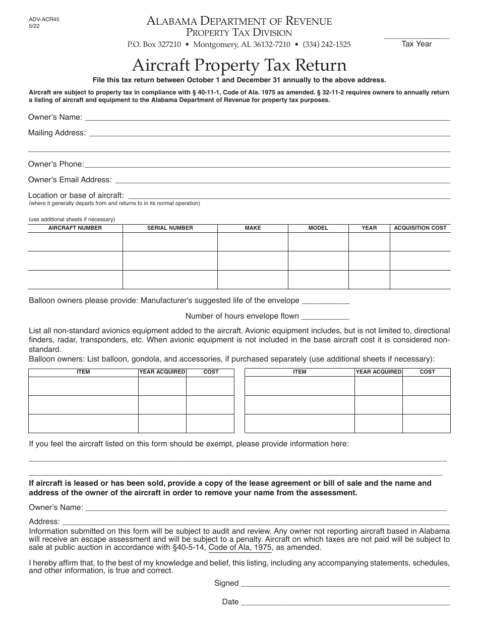 Form ADV-ACR45 - Fill Out, Sign Online and Download Fillable PDF ...