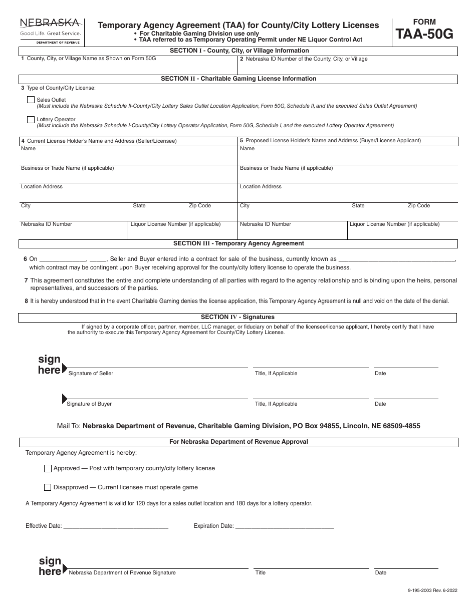 Form TAA-50G Download Printable PDF or Fill Online Temporary Agency ...