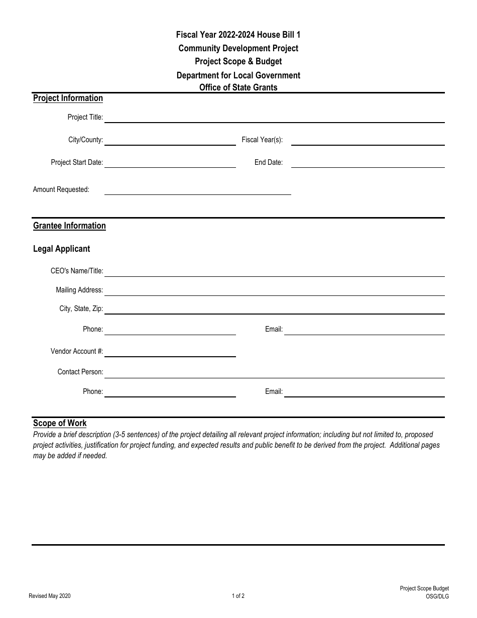 2024 Kentucky Hb 1 Project Scope and Budget - Fill Out, Sign Online and ...