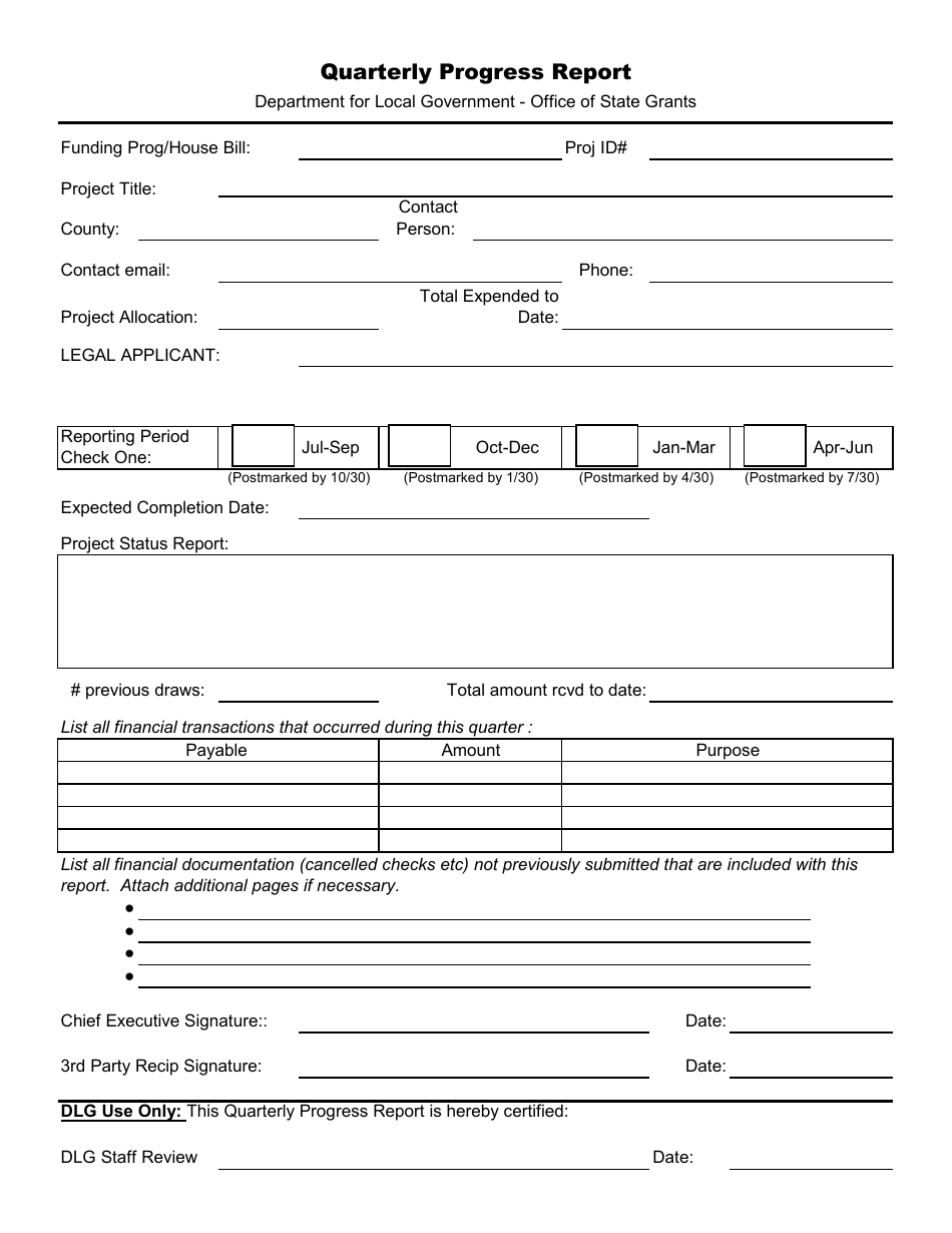 Kentucky Quarterly Progress Report - Fill Out, Sign Online and Download ...