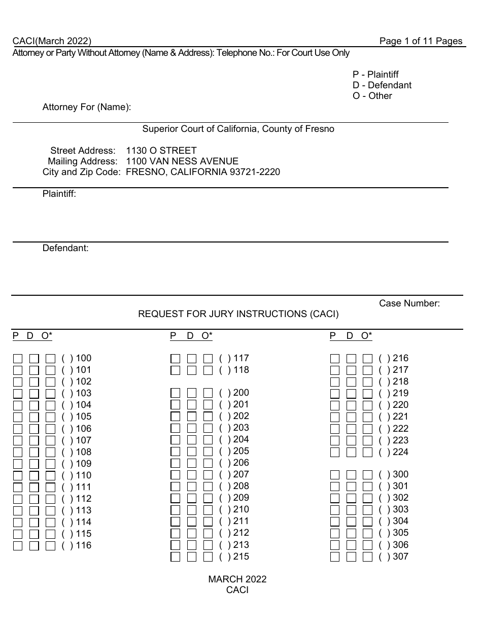 County of Fresno, California Request for Criminal Jury Instructions ...
